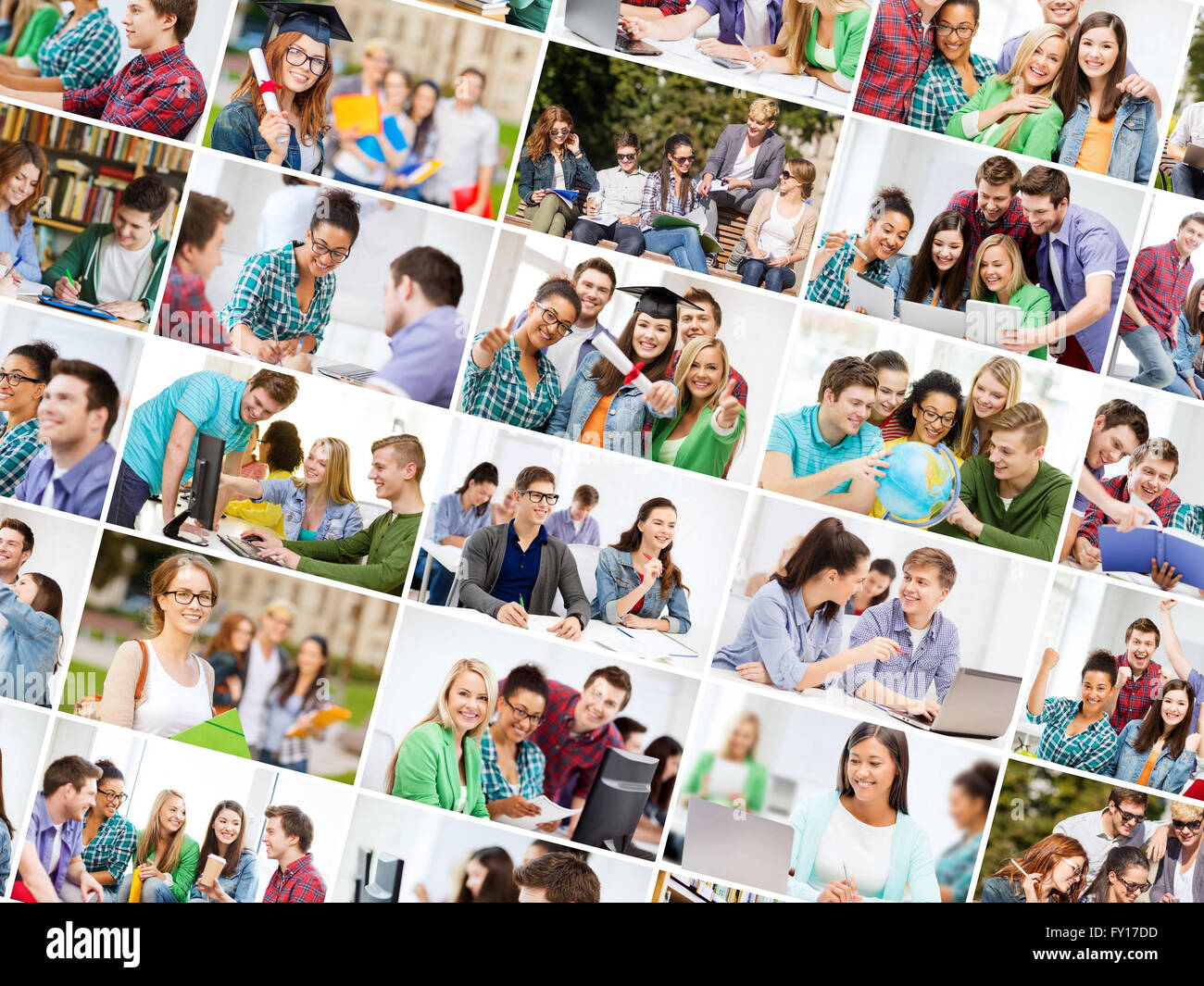 collage with many pictures of college students Stock Photo - Alamy