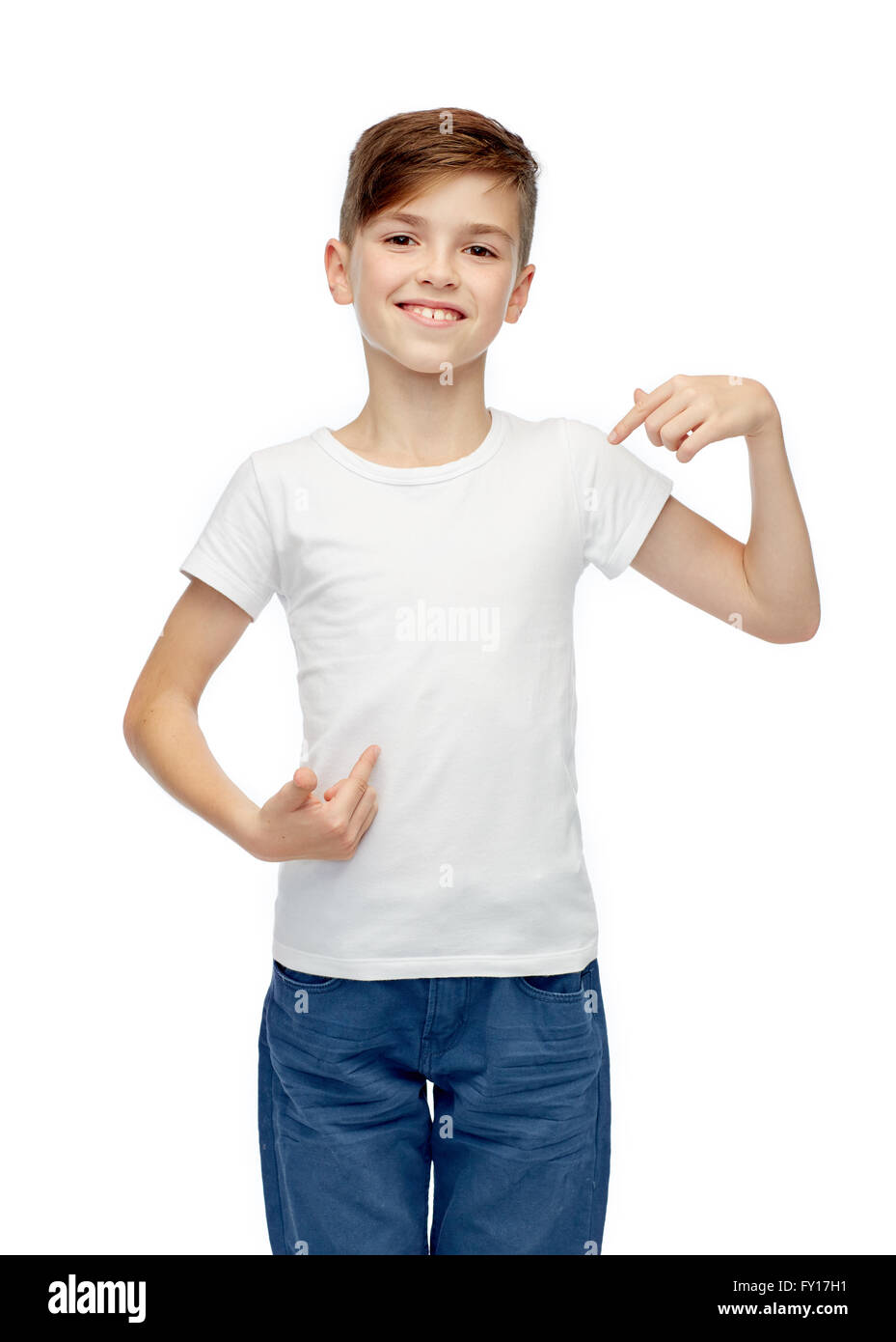 Happy boy pointing hi-res stock photography and images - Alamy