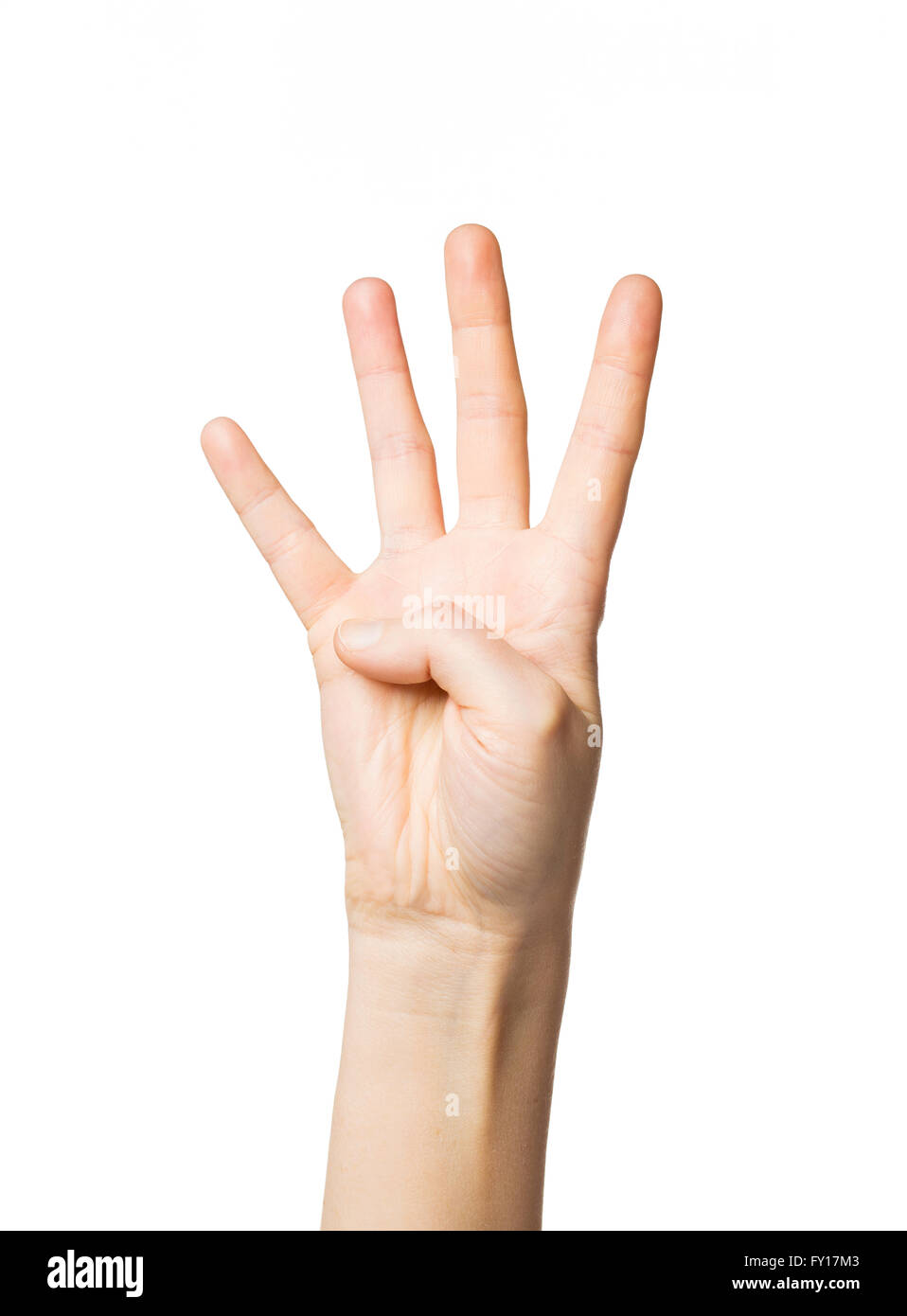 close up of hand showing four fingers Stock Photo - Alamy