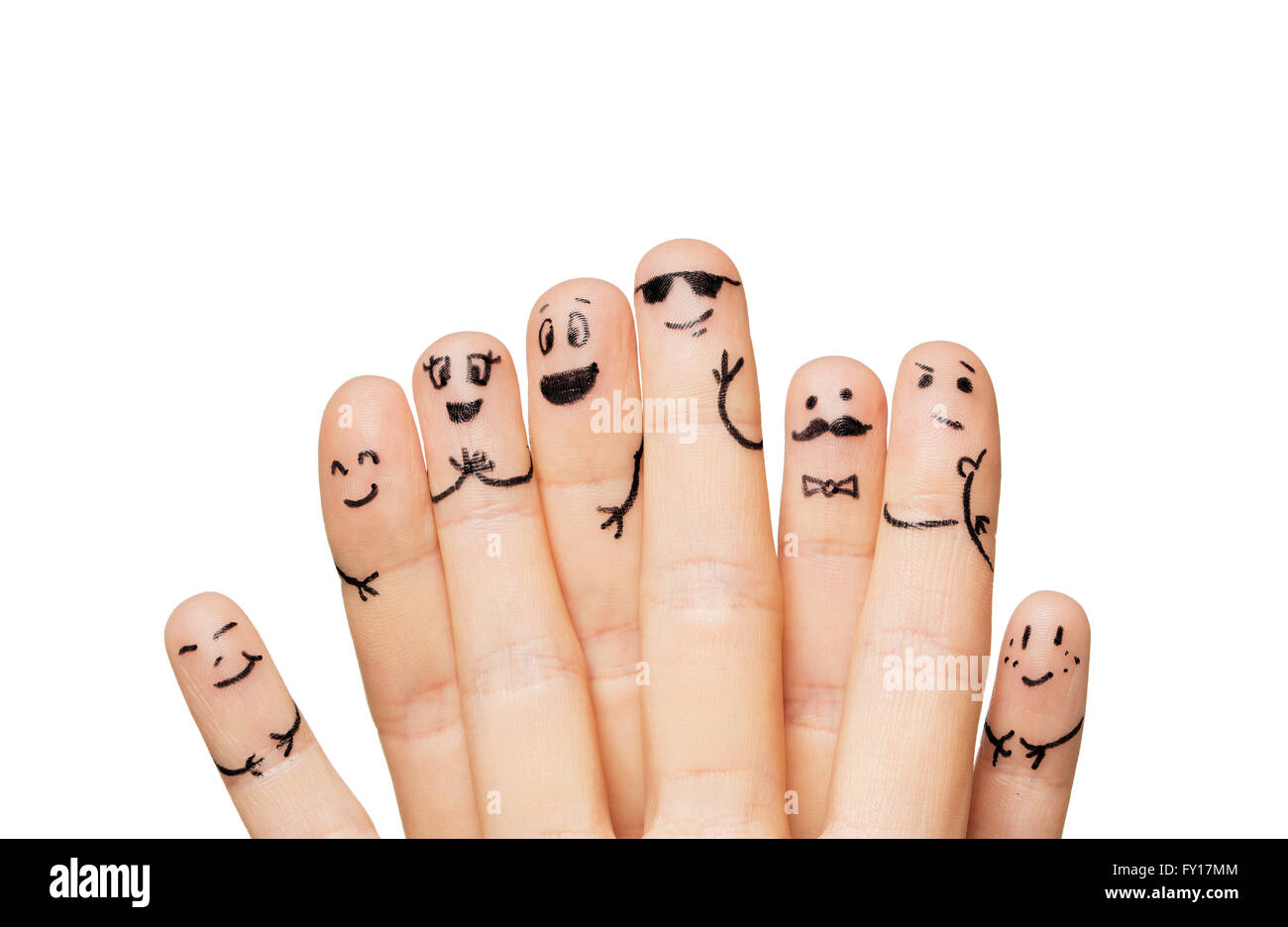 close up of hands and fingers with smiley faces Stock Photo - Alamy