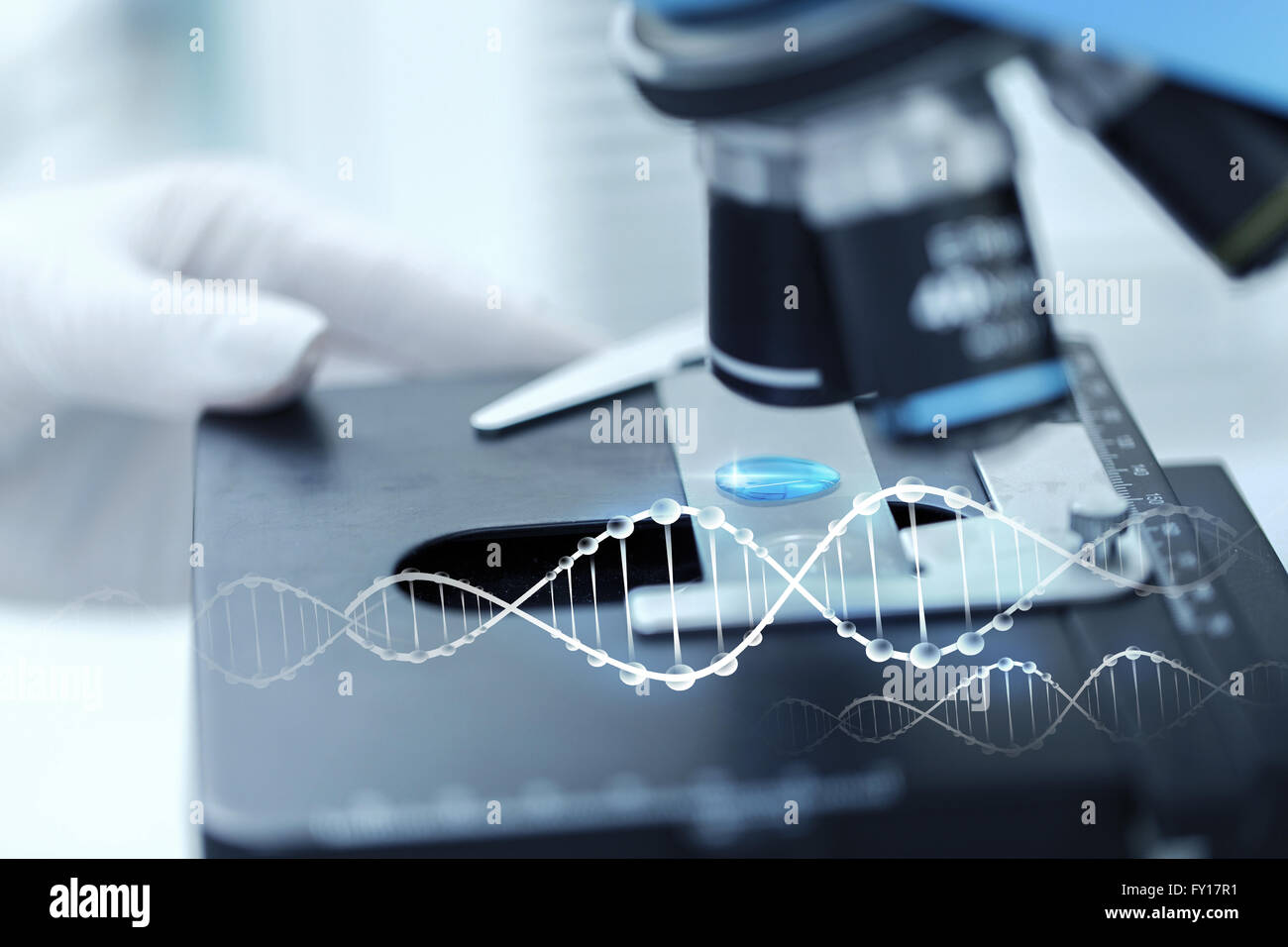 close up of scientist hand with test sample in lab Stock Photo - Alamy
