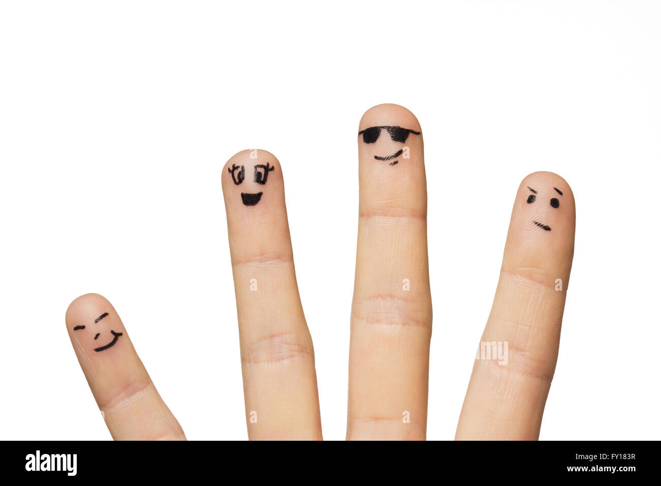 Hand fingers woman smiley Cut Out Stock Images & Pictures - Alamy