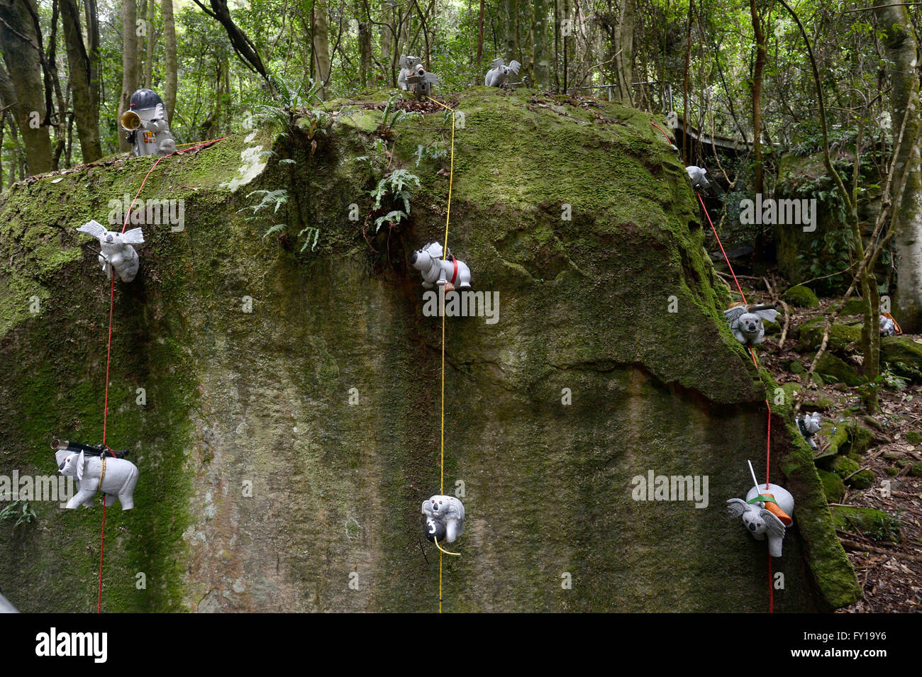 An artwork by artist Ian Swift depicting koala bear and other animals ...