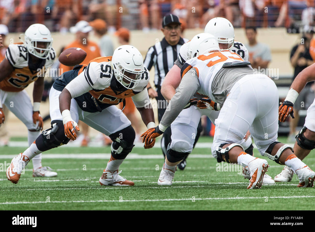 April 16, 2016: Texas Longhorns offensive lineman Terrell Cuney (51 ...