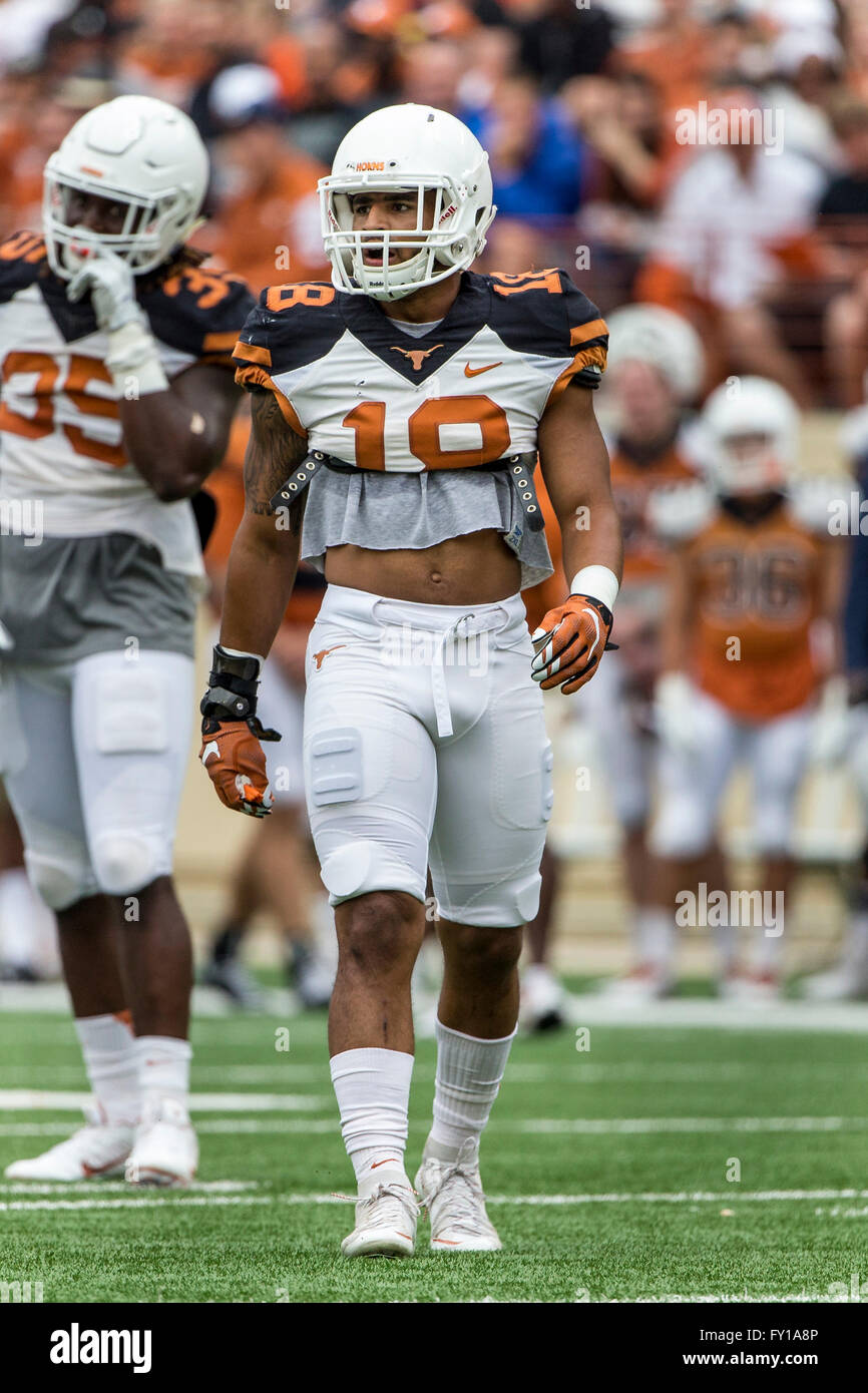 April 16, 2016: Texas Longhorns safety Kevin Vaccaro (18) during the ...