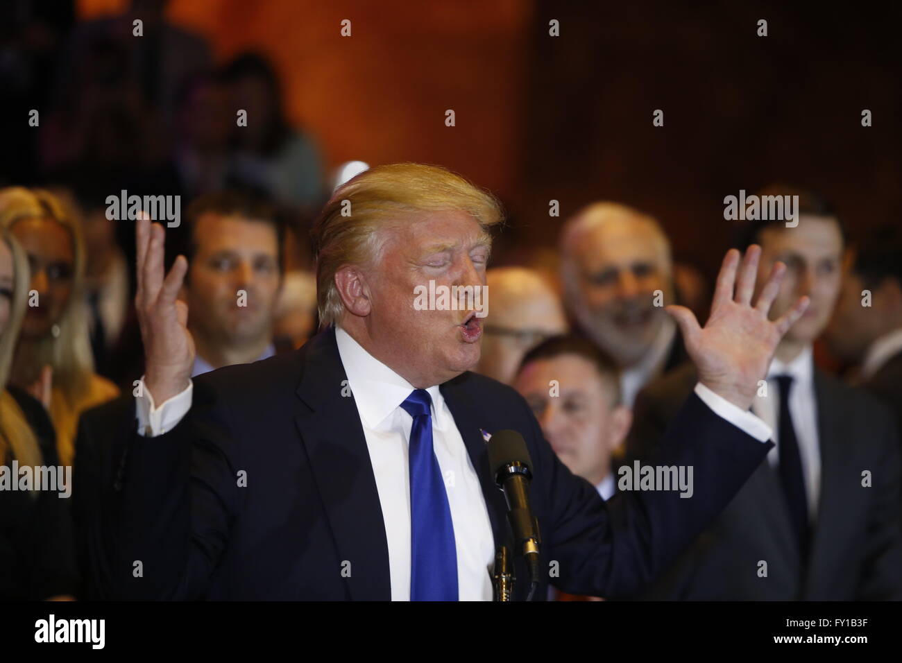 New York City, United States. 19th Apr, 2016. Candidate Trump's victory ...
