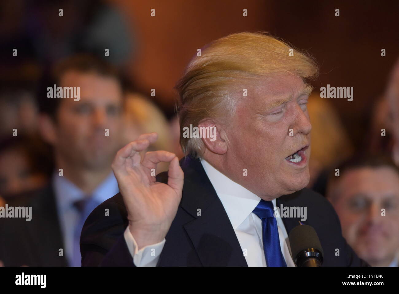 New York City, United States. 19th Apr, 2016. NY primary winner Donald ...