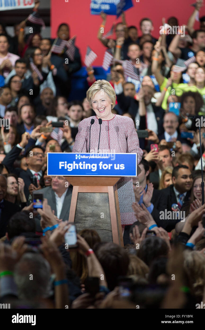 New York, USA. 19th April, 2016. HILLARY CLINTON at the Hillary for New ...