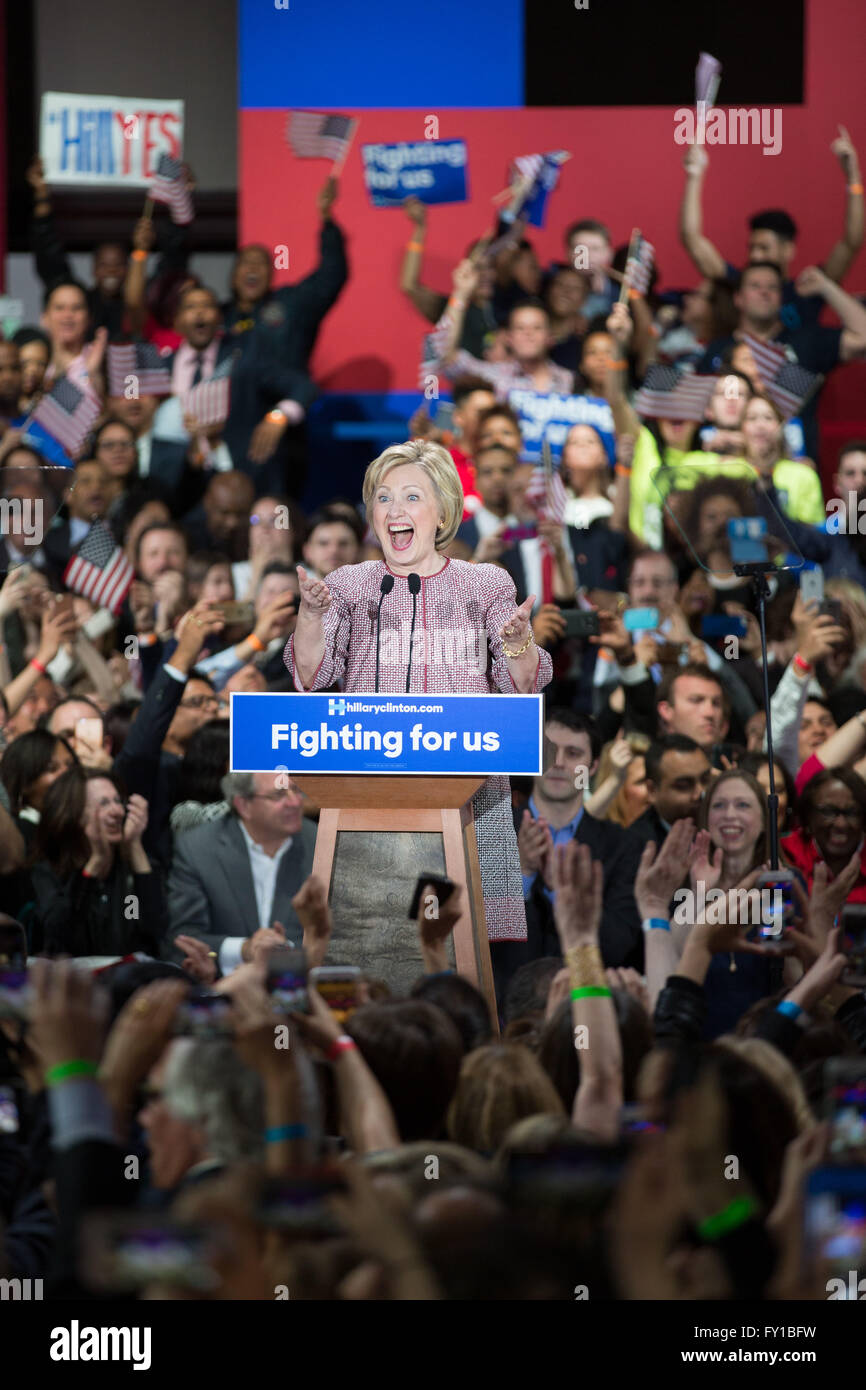 New York, USA. 19th April, 2016. HILLARY CLINTON at the Hillary for New ...
