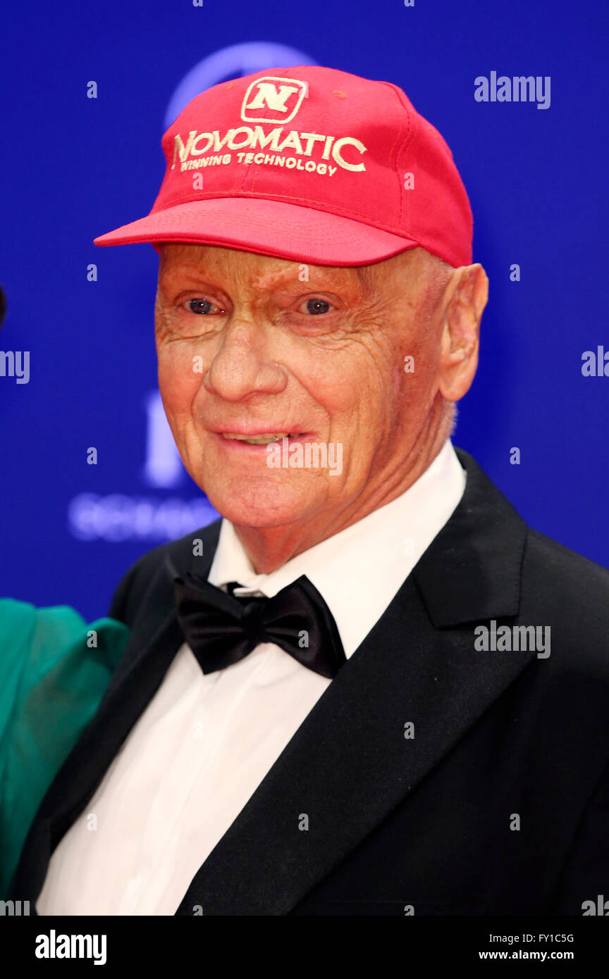 Berlin, Germany. 18th Apr, 2016. Niki Lauda attending the 17th Laureus ...