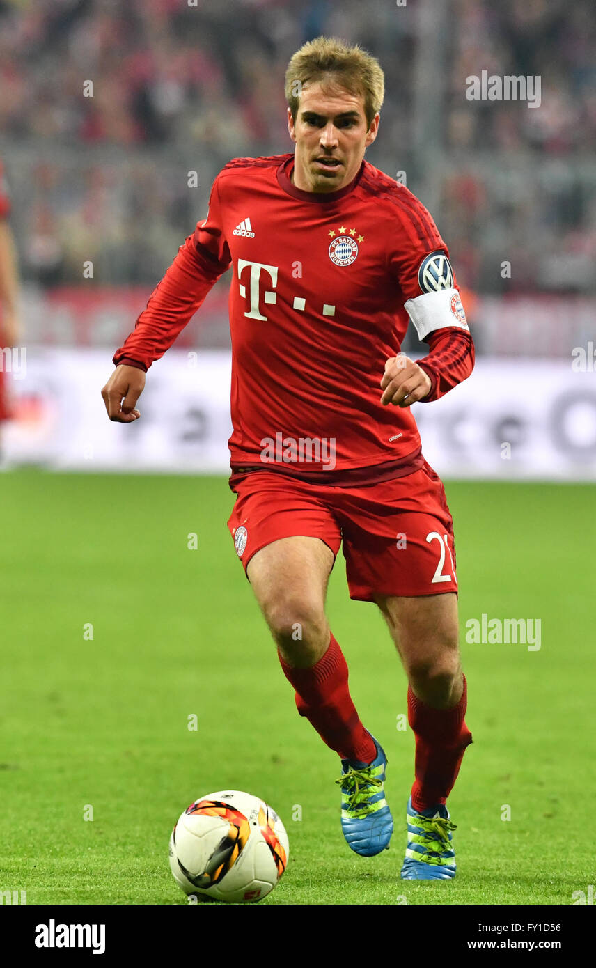 Munich, Germany. 19th Apr, 2016. Munich's Philipp Lahm in action during ...