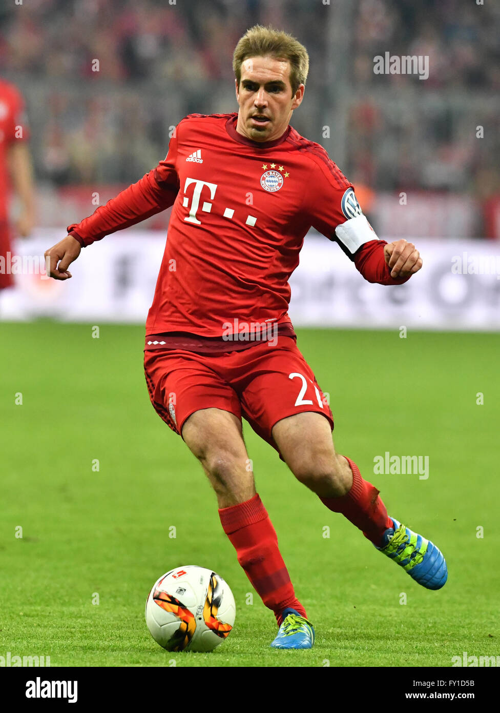 Munich, Germany. 19th Apr, 2016. Munich's Philipp Lahm in action during ...