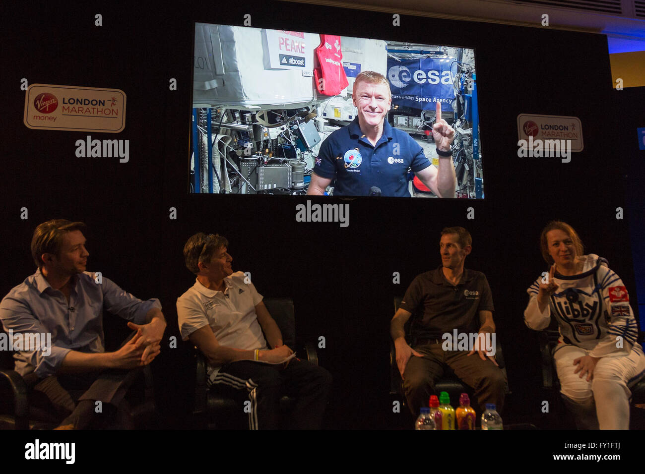 London, UK. 20 April 2016. British Astronaut Tim Peake joins a live ...