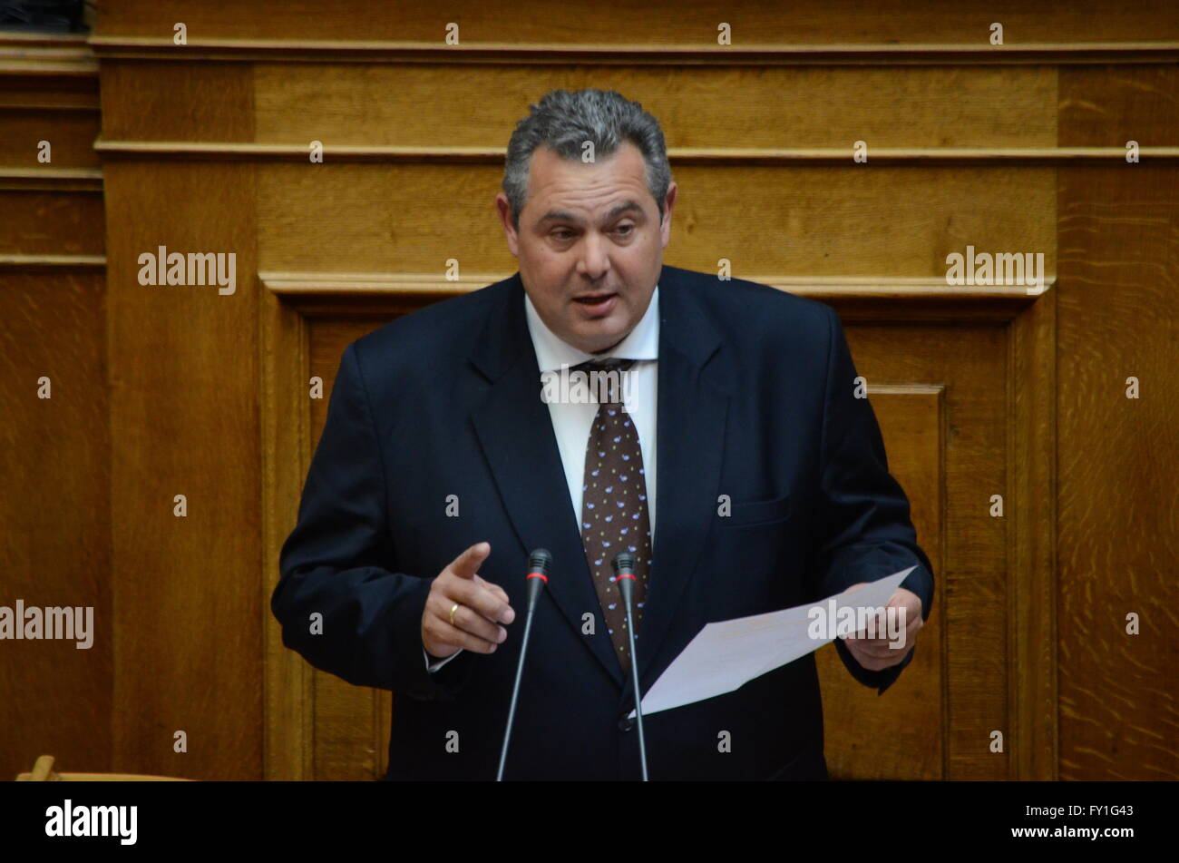 Athens, Greece. 20th Apr, 2016. Leader of Independent Greeks political ...