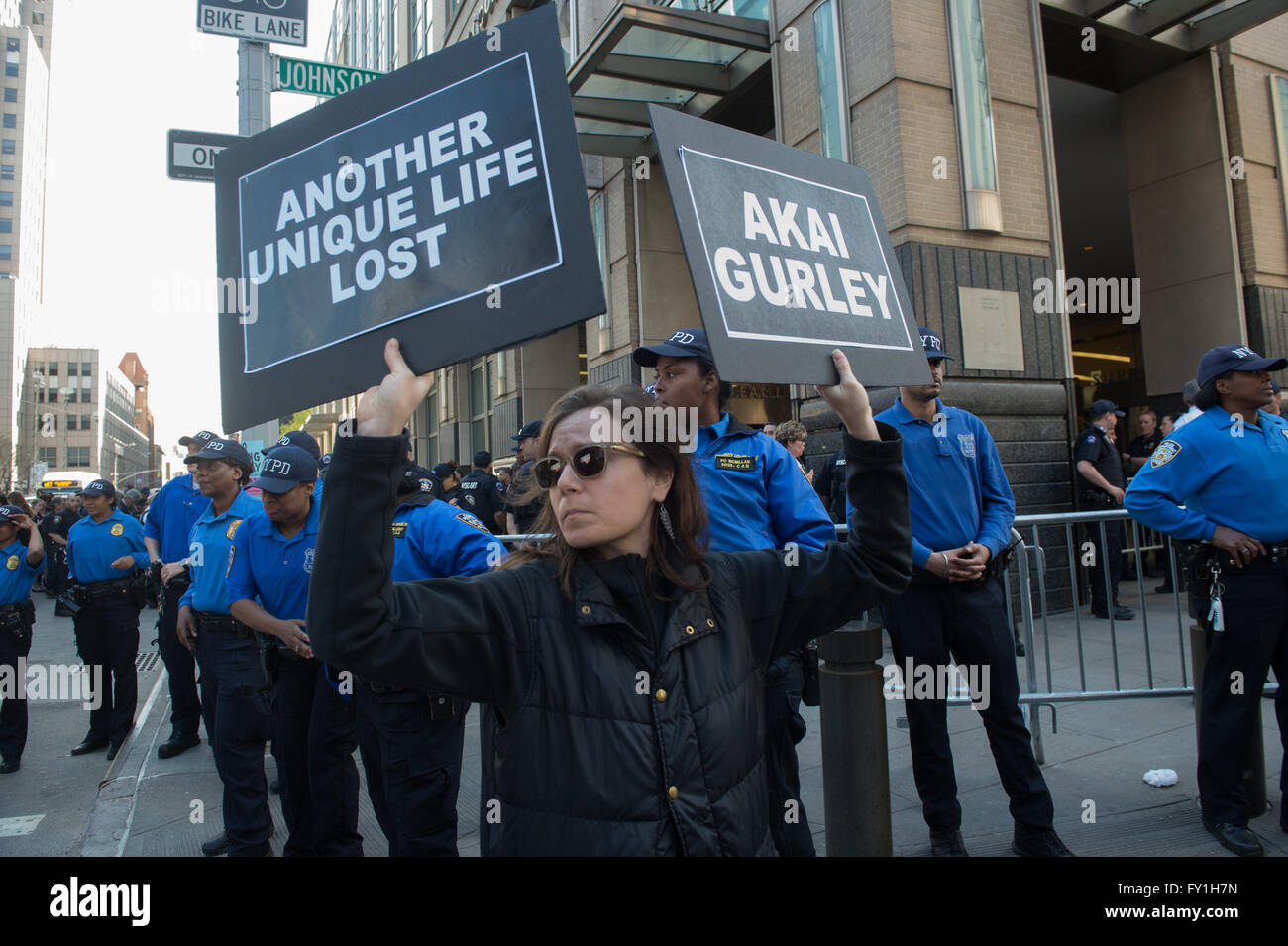 New York, NY, USA. 19th Apr, 2016. Sarah Wellington of Brooklyn holds ...