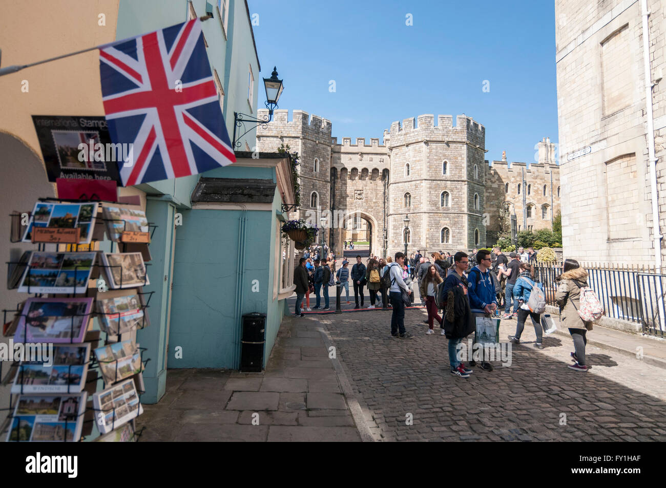 Windsor, UK. 20 April 2016. The town centre of Windsor is decorated ...