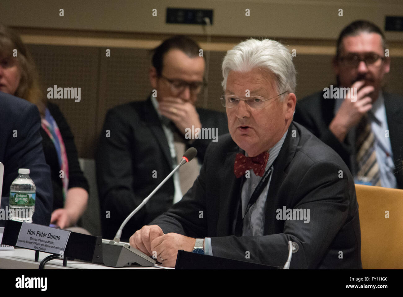 New York, USA. 20th April 2016. Peter Dunne, New Zealand's Minister of ...