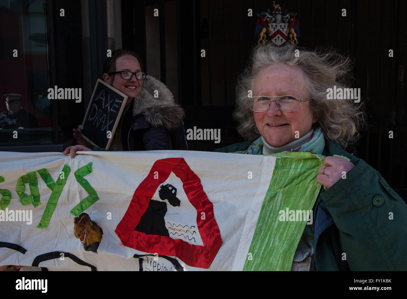 London, UK. 20 April, 2016. Campaigners protest against government ...