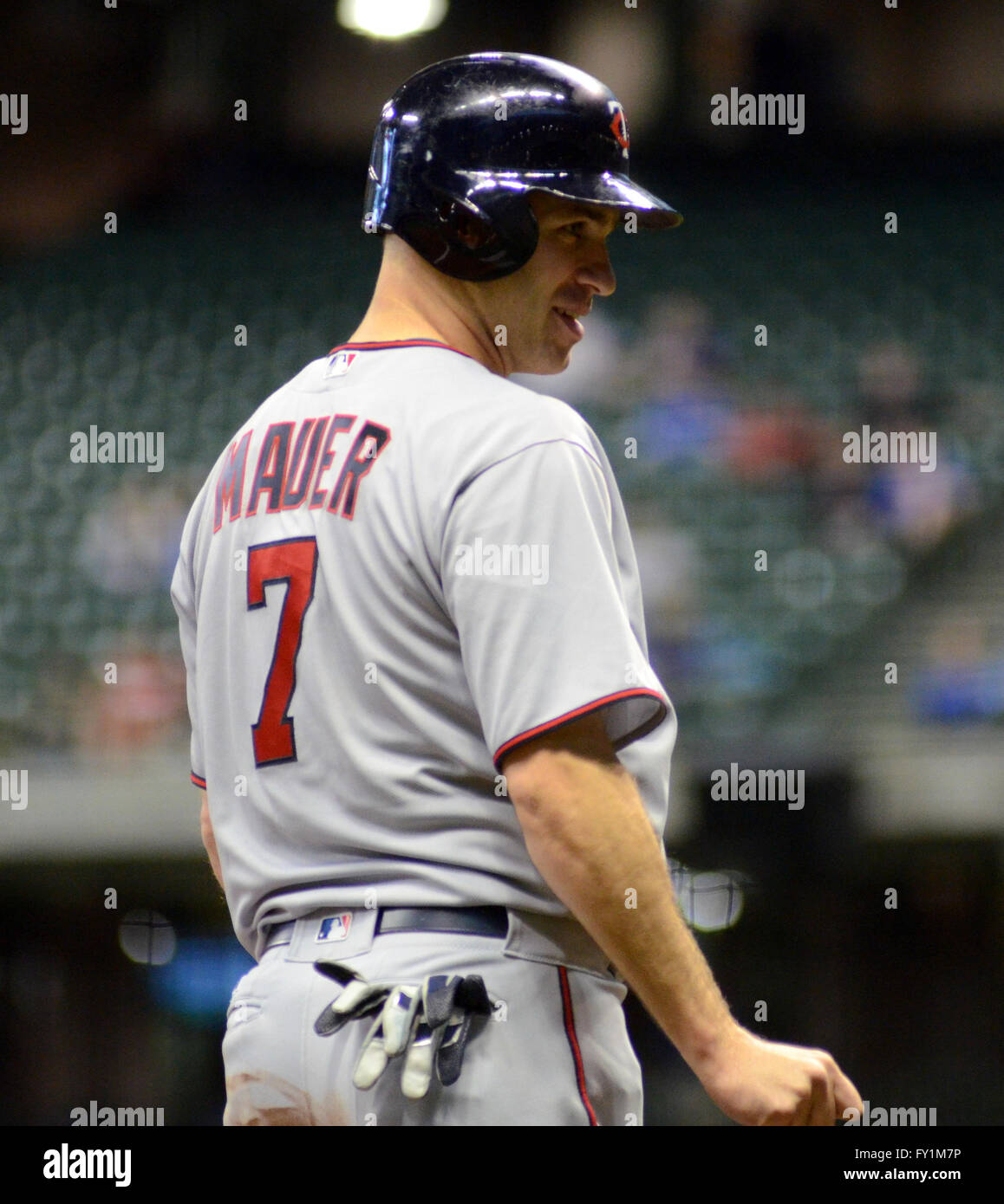 Milwaukee, WI, USA. 20th Apr, 2016. Minnesota Twins first baseman JOE ...
