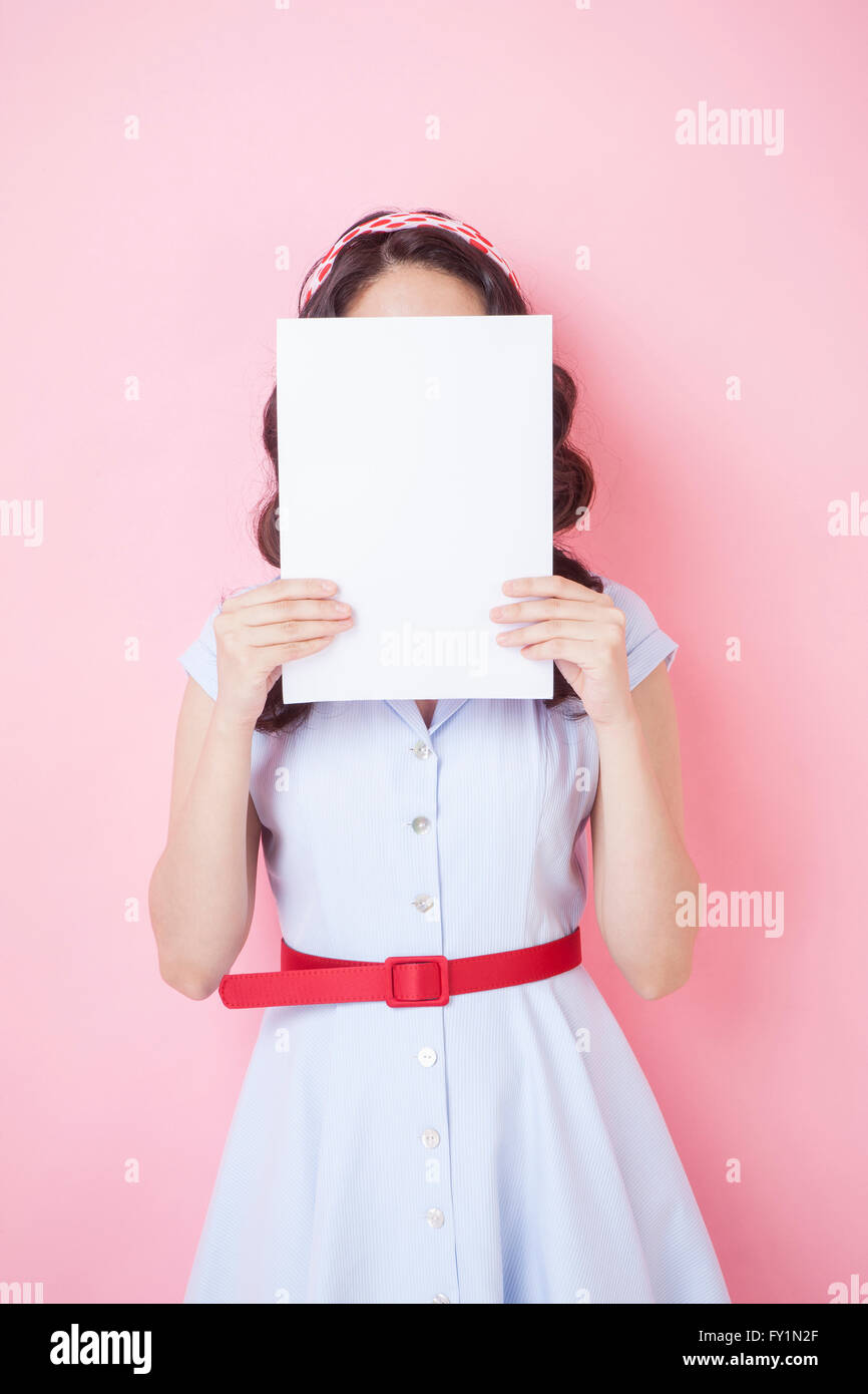 Covering face retro hi-res stock photography and images - Alamy