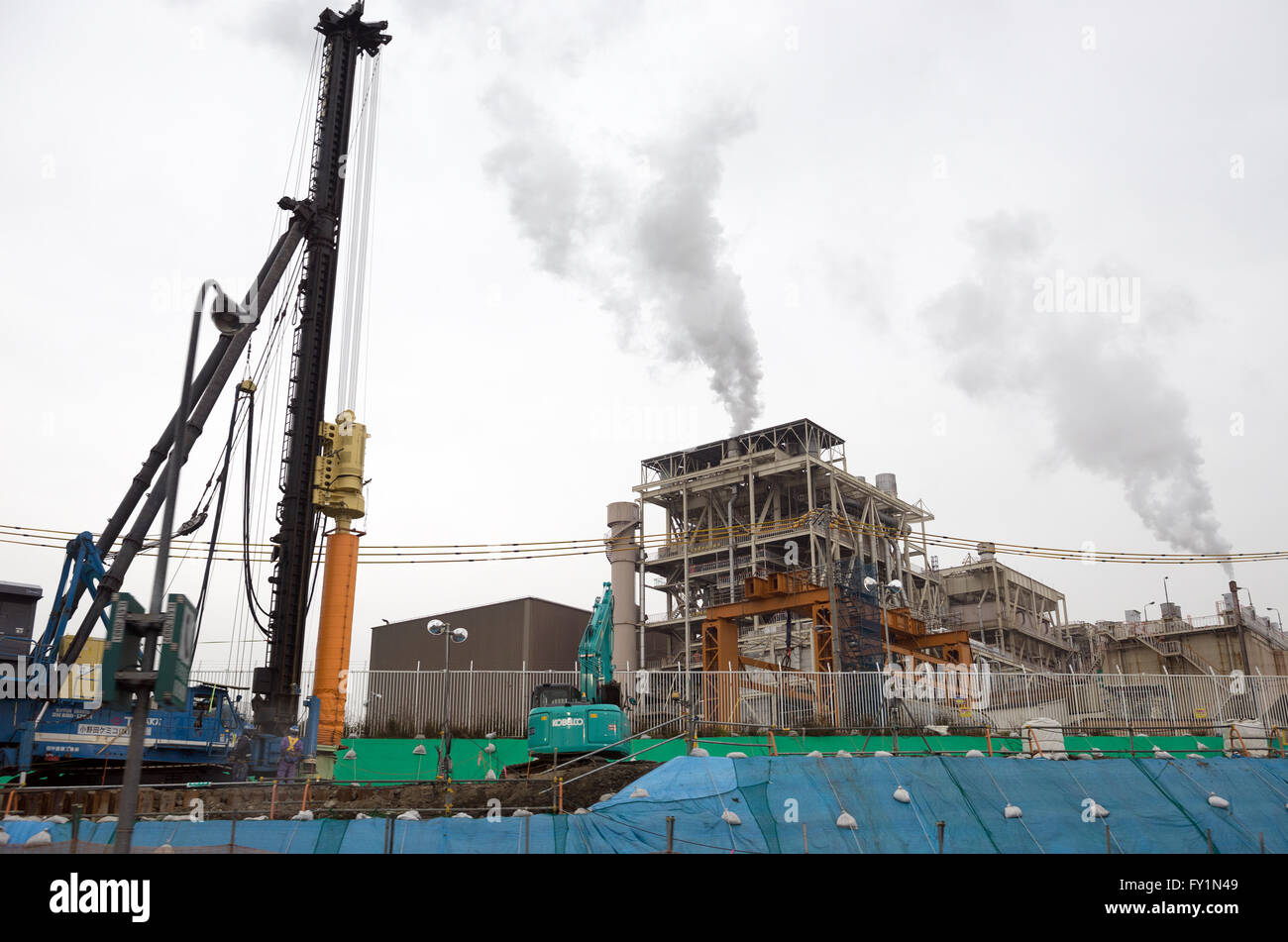 factory chimneys in Tokyo city, Japan Stock Photo - Alamy
