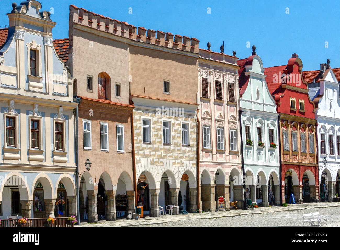 Telc Czech Republic colorful baroque houses on square Stock Photo - Alamy