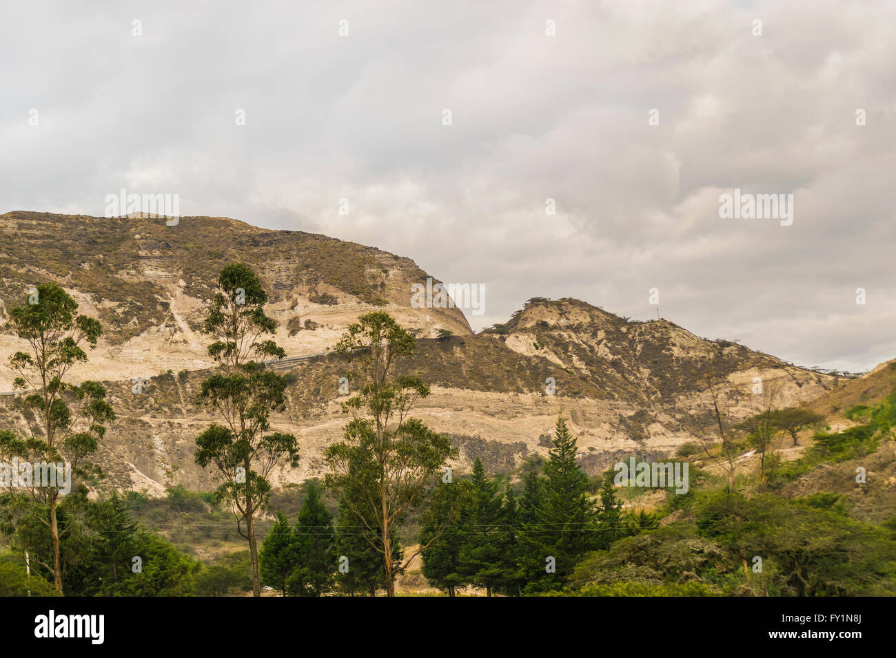 Beautiful landscape mountain view in the road outsides of Imbabura ...