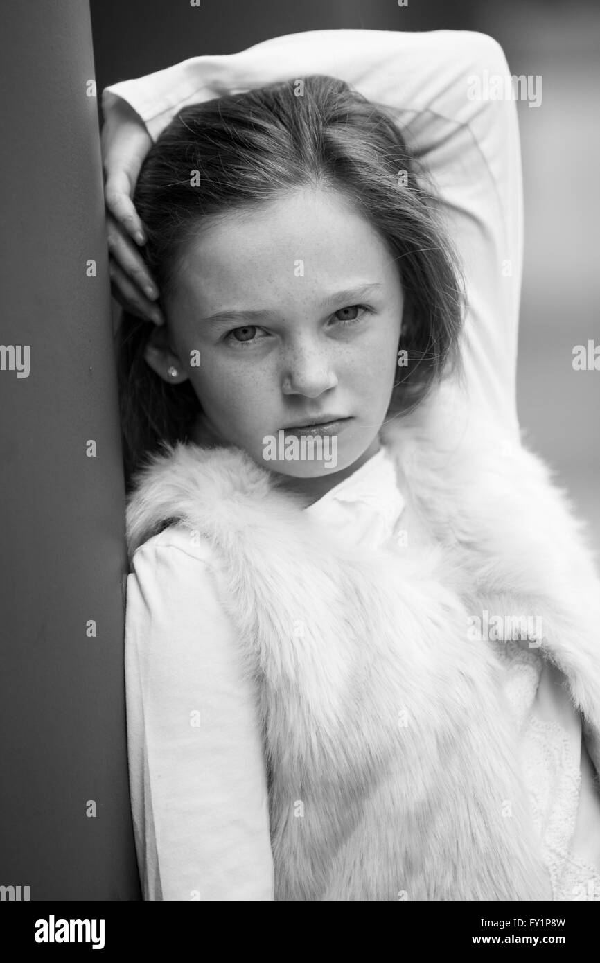 Young Pretty Girl Posing Outdoors In An Urban Location Leeds West Yorkshire England Stock