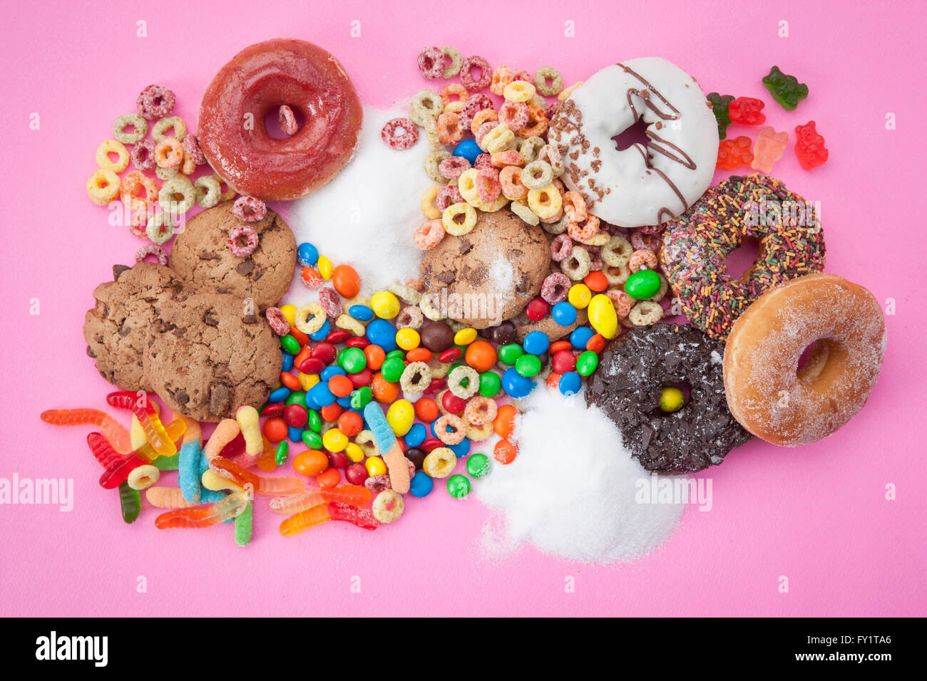 Lots of various colorful fast food Stock Photo - Alamy