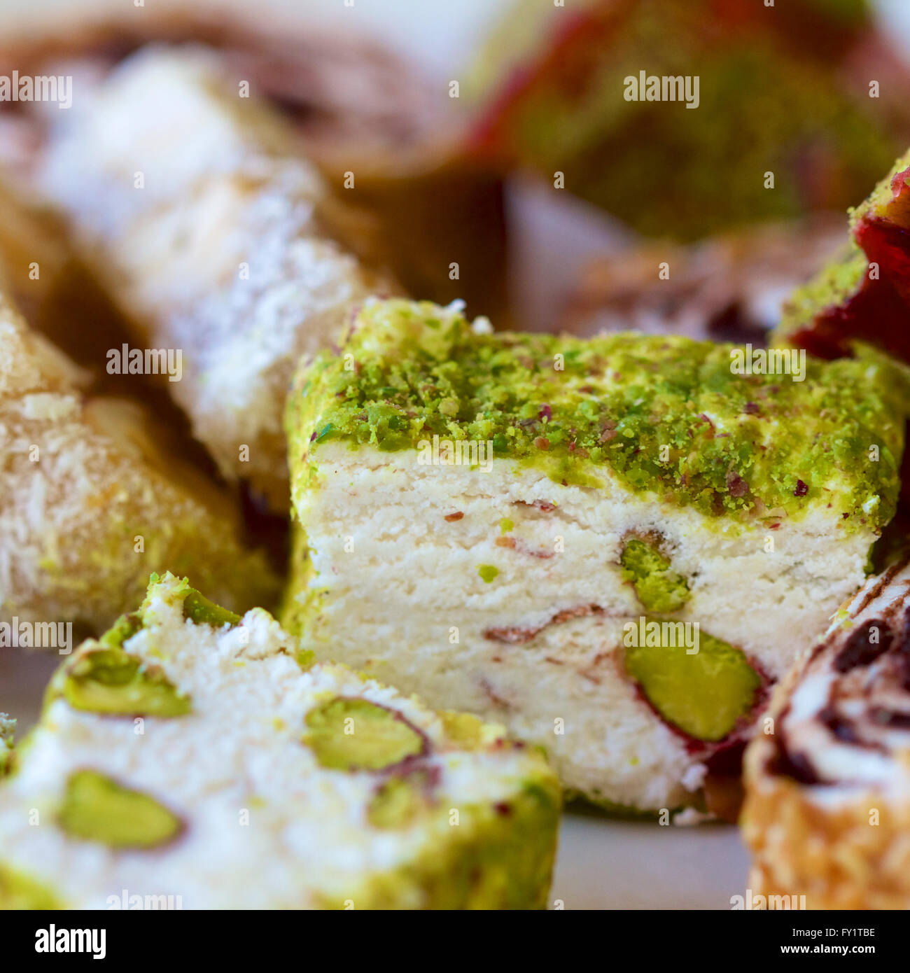 Assorted Turkish delight on a dish Stock Photo - Alamy