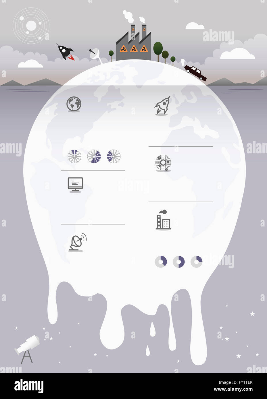 Copy space with diagrams and graphs representing air pollution Stock ...