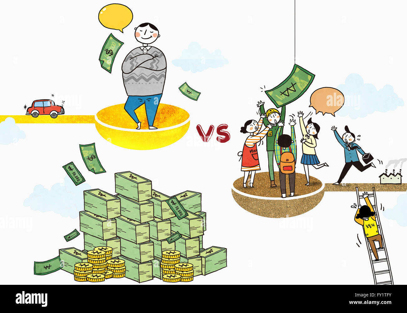 Illustration representing financial gap Stock Photo - Alamy