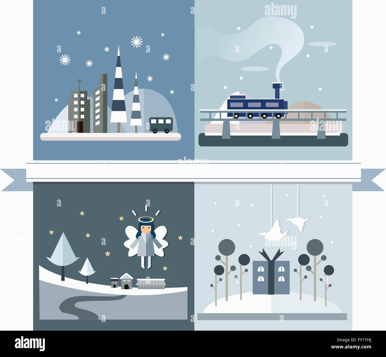 Flat design with various images representing winter Stock Photo - Alamy