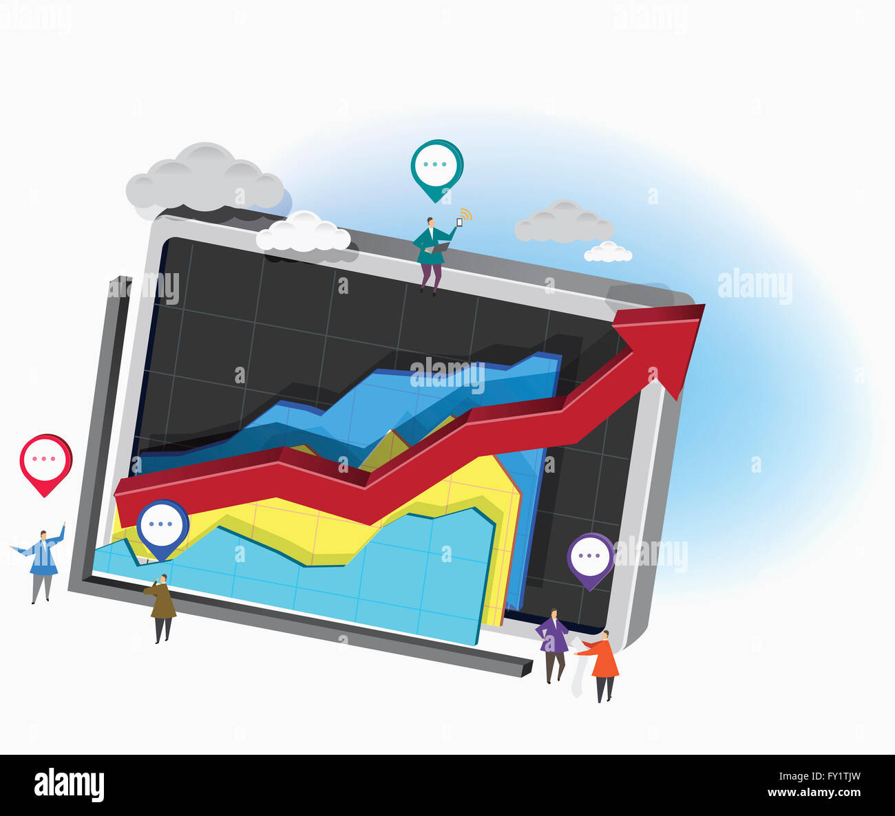 Isometric image with graphs representing business Stock Photo - Alamy
