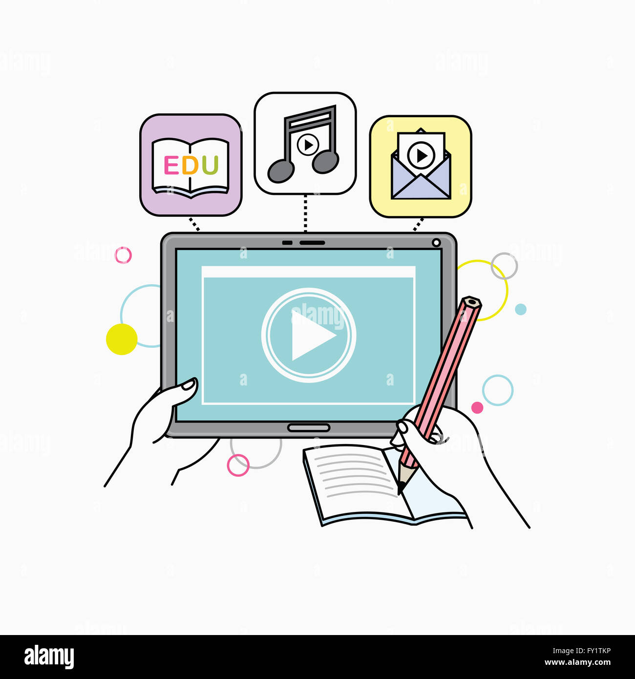 Hand touch on learning Cut Out Stock Images & Pictures - Alamy