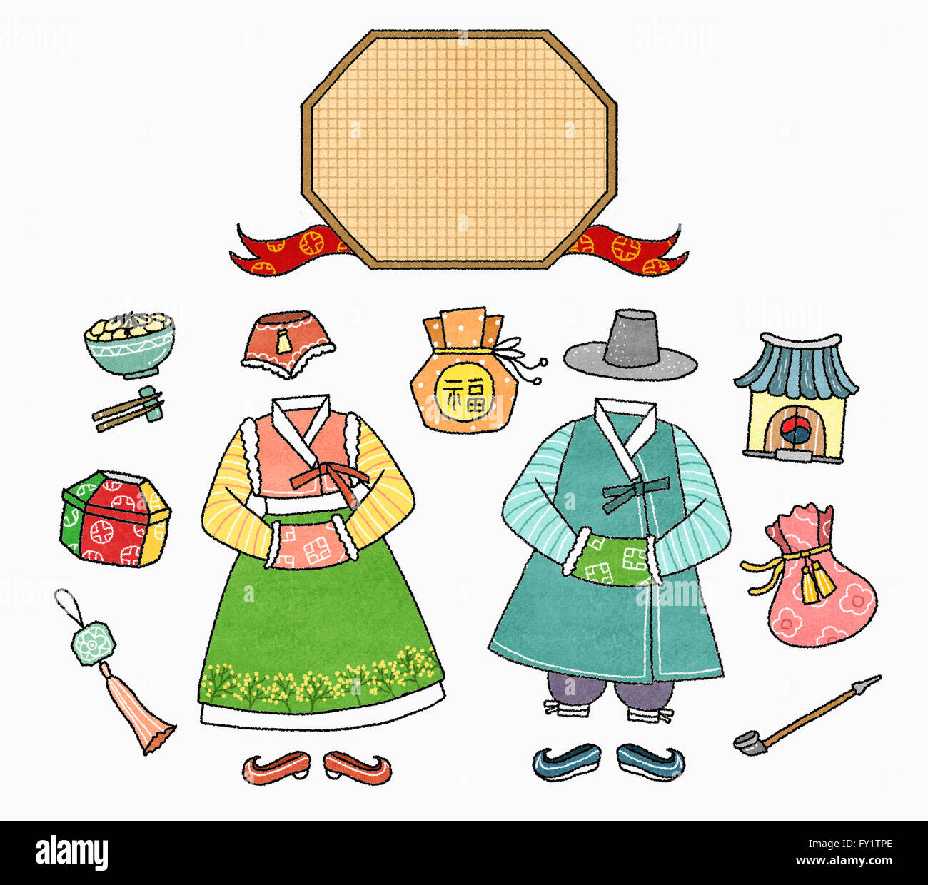 Korean traditional objects in illustration Stock Photo - Alamy