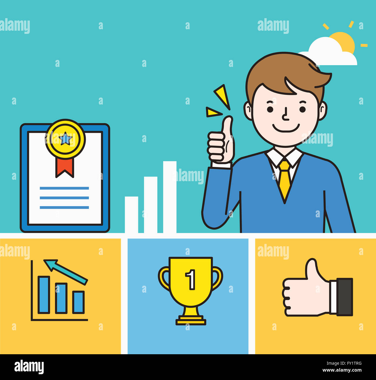 Various images in illustration representing excellent achievement Stock ...