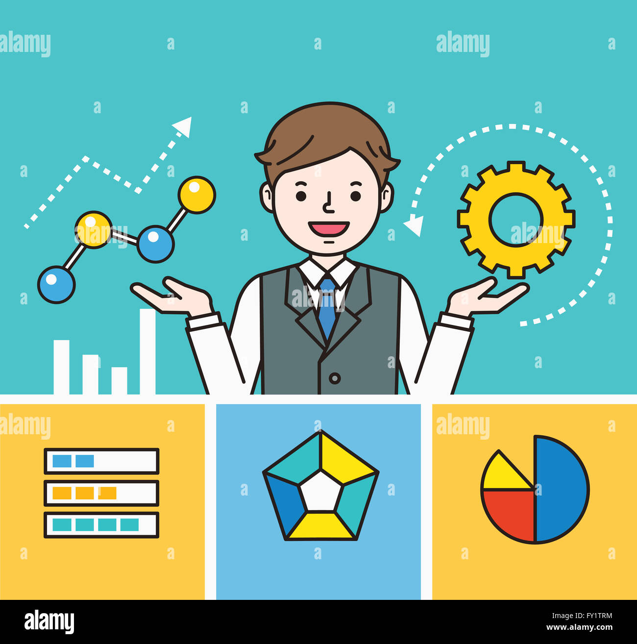 Various images in illustration representing business Stock Photo - Alamy