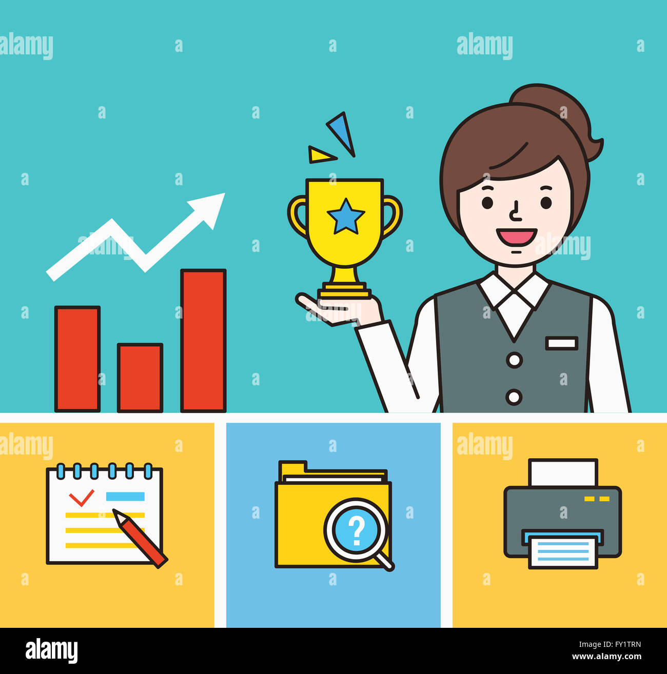 Various images in illustration representing excellent achievement Stock ...