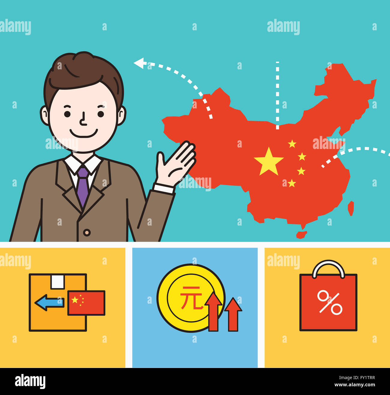 Various images in illustration representing business in China Stock ...