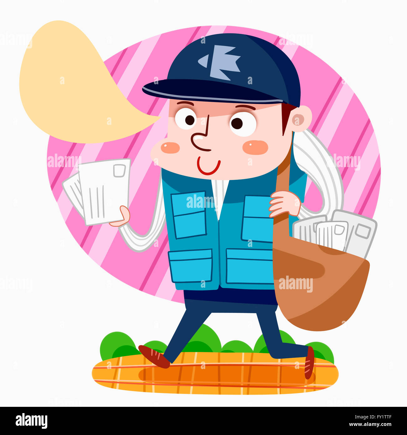 Post delivery man character in illustration with copy space Stock Photo ...