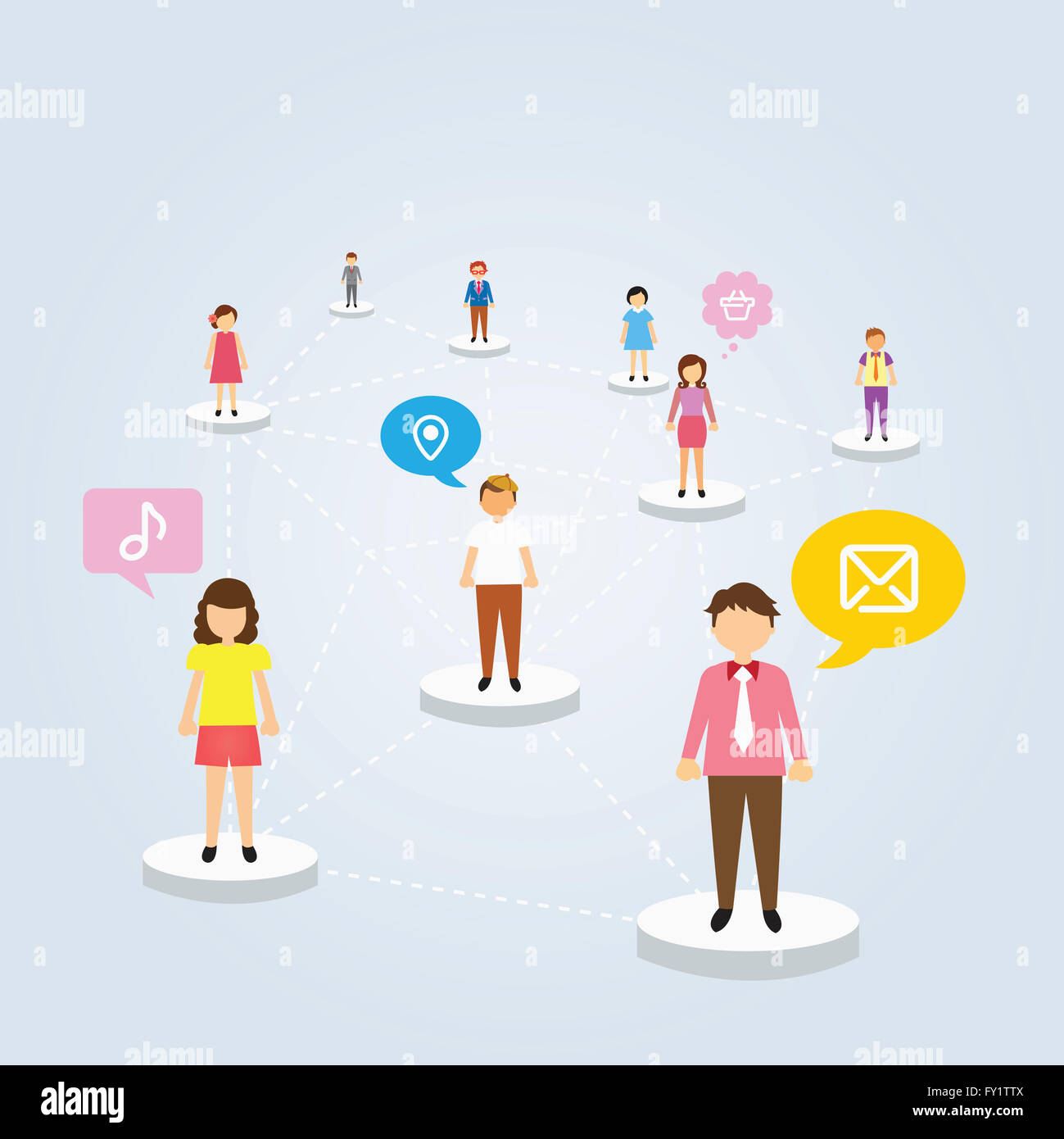 Humans with various icons in flat design of illustration Stock Photo ...
