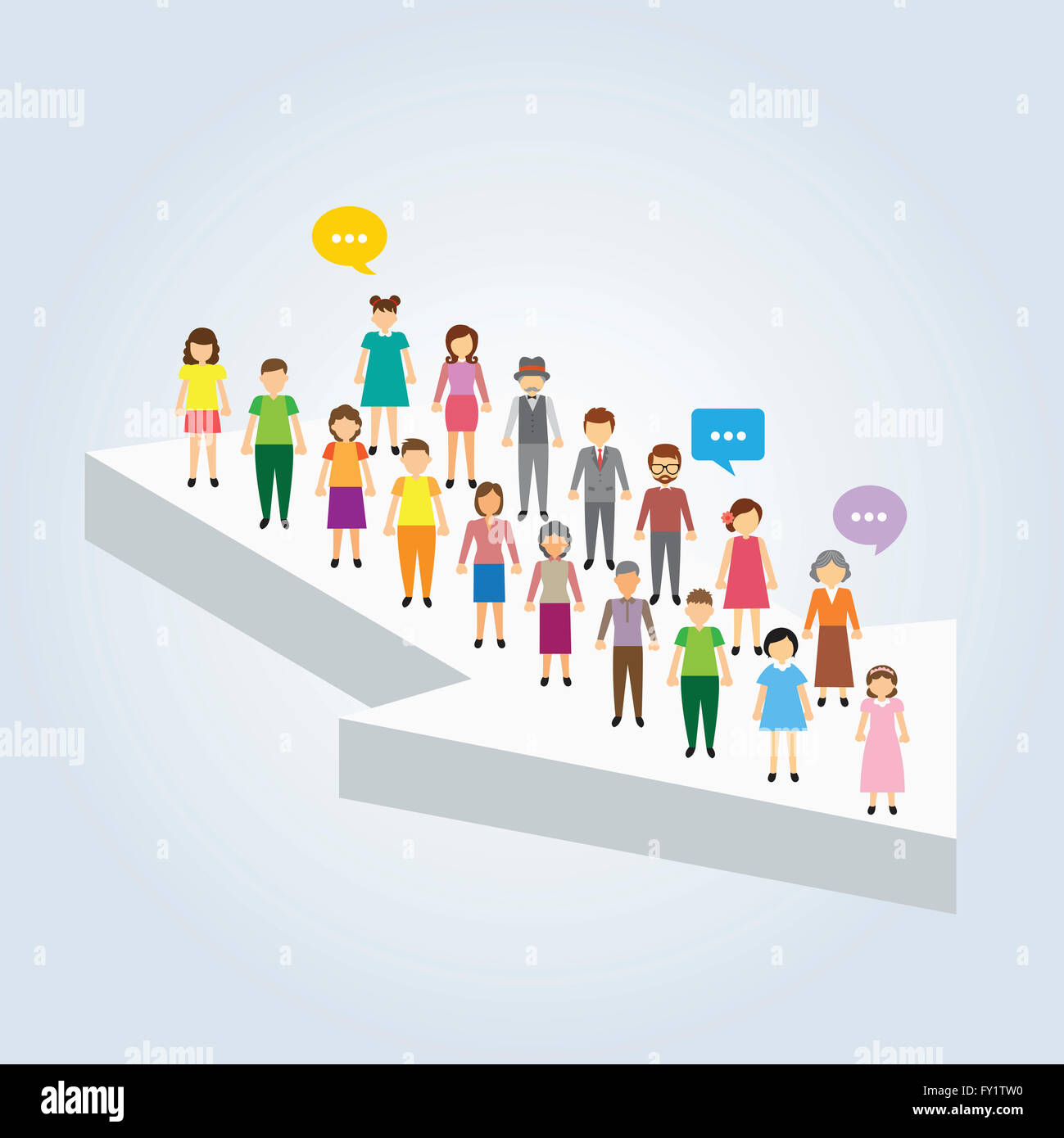 Humans with various icons in flat design of illustration Stock Photo ...