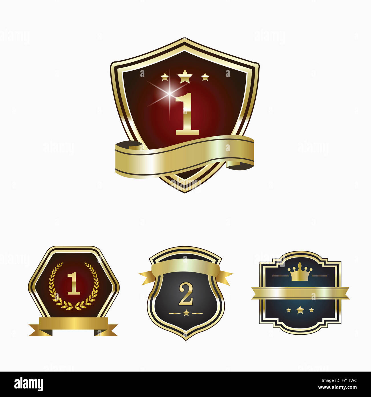 Various icons of ranking emblems in different colors Stock Photo - Alamy
