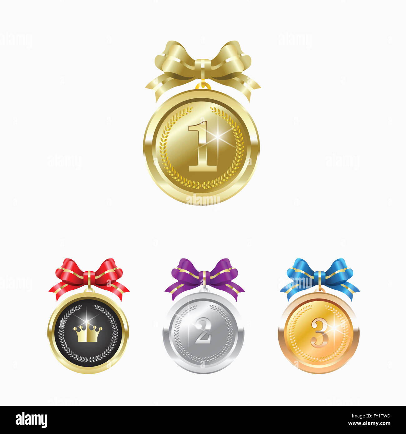 Various icons of medals in different colors Stock Photo - Alamy