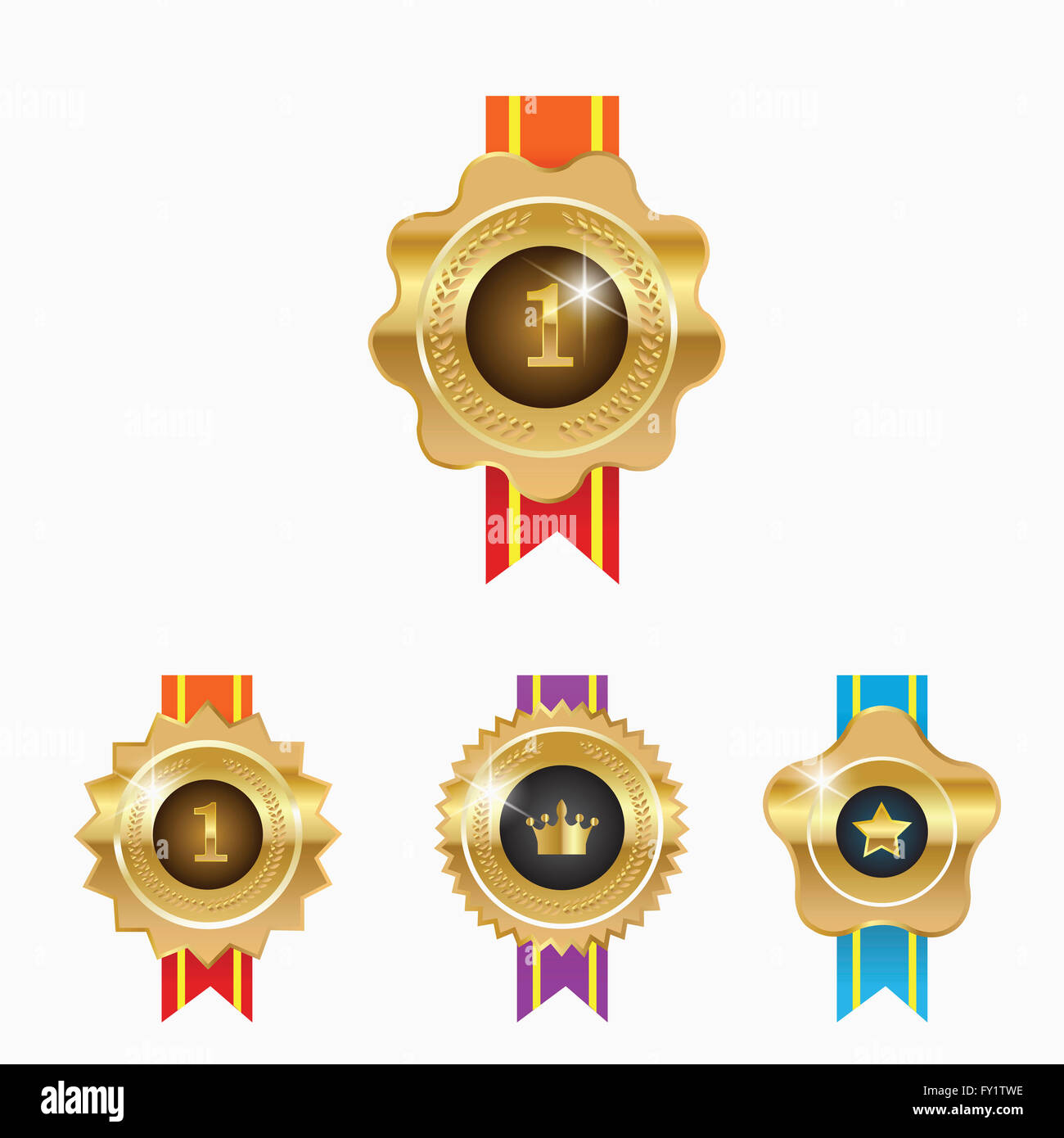 Various icons of badges in different colors Stock Photo - Alamy