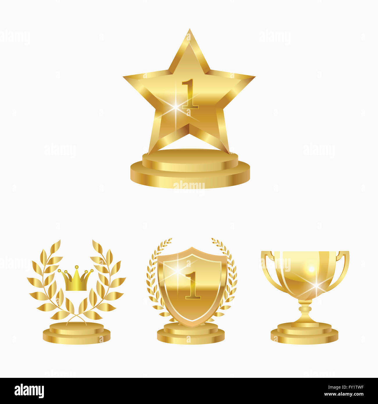 Various icons of trophies in different colors Stock Photo - Alamy
