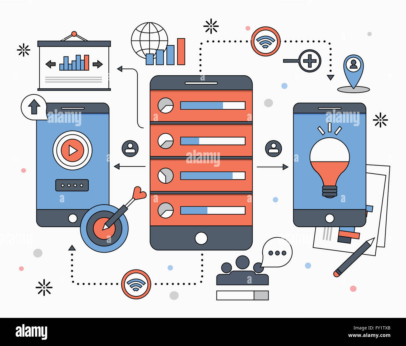 Mobile business in illustration Stock Photo - Alamy