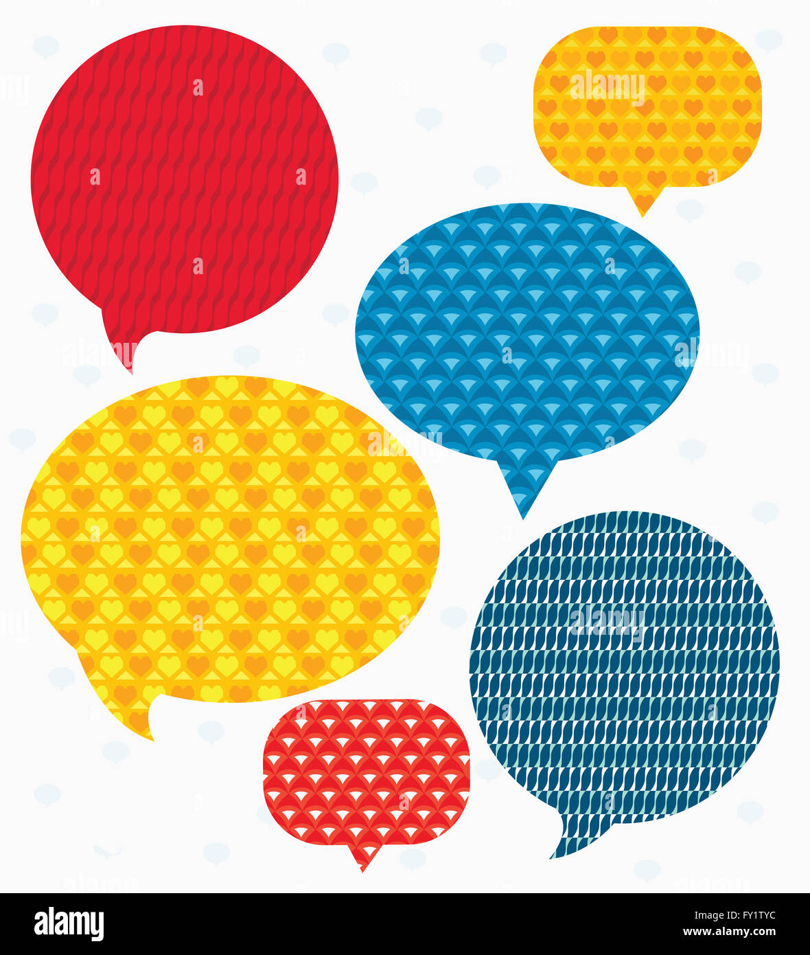 Various speech balloons with patterns in illustration Stock Photo - Alamy