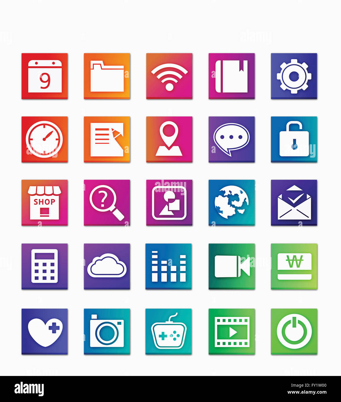Various icons in colors Stock Photo - Alamy